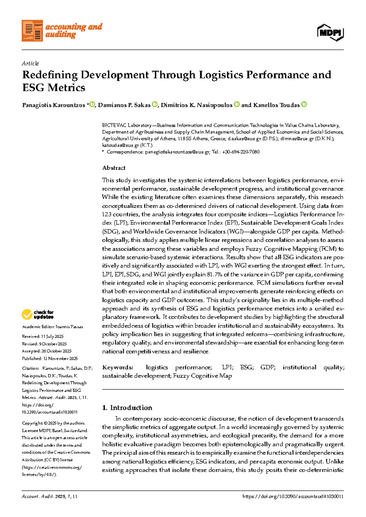 Redefining Development: Logistics Performance & ESG Metrics (BICTEVAC ...