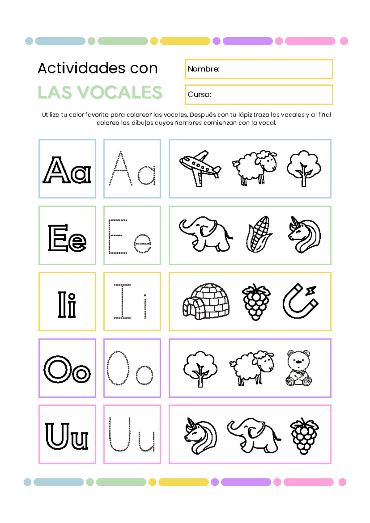 Las vocales - Lenguaje infantil - Después con tu lápiz traza las ...