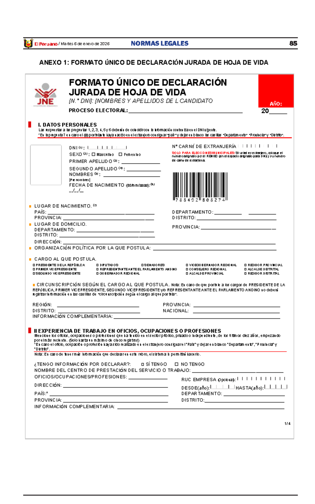 DJVH ERM2026 - Formato Único de Declaración Jurada de Hoja de Vida ...