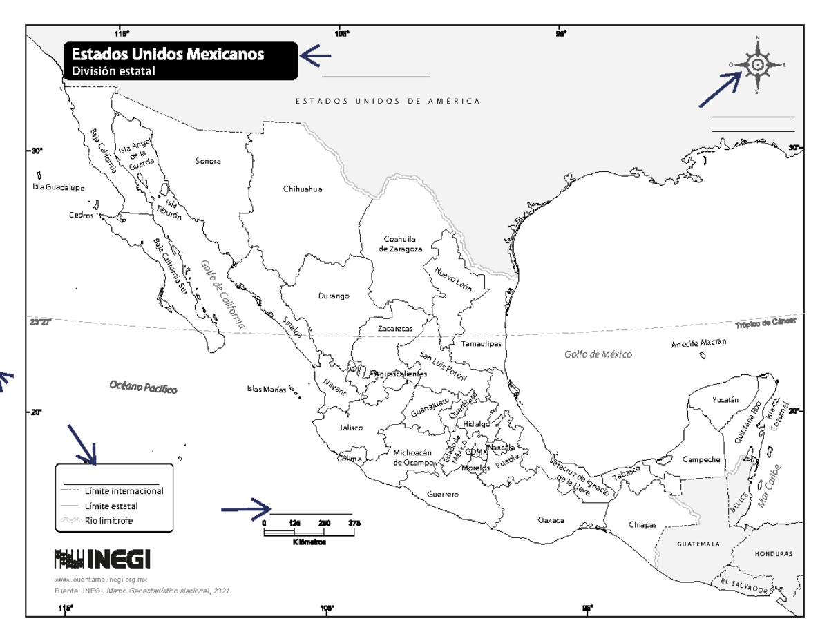 Mapa de la República Mexicana - INEGI 2021 - Studocu