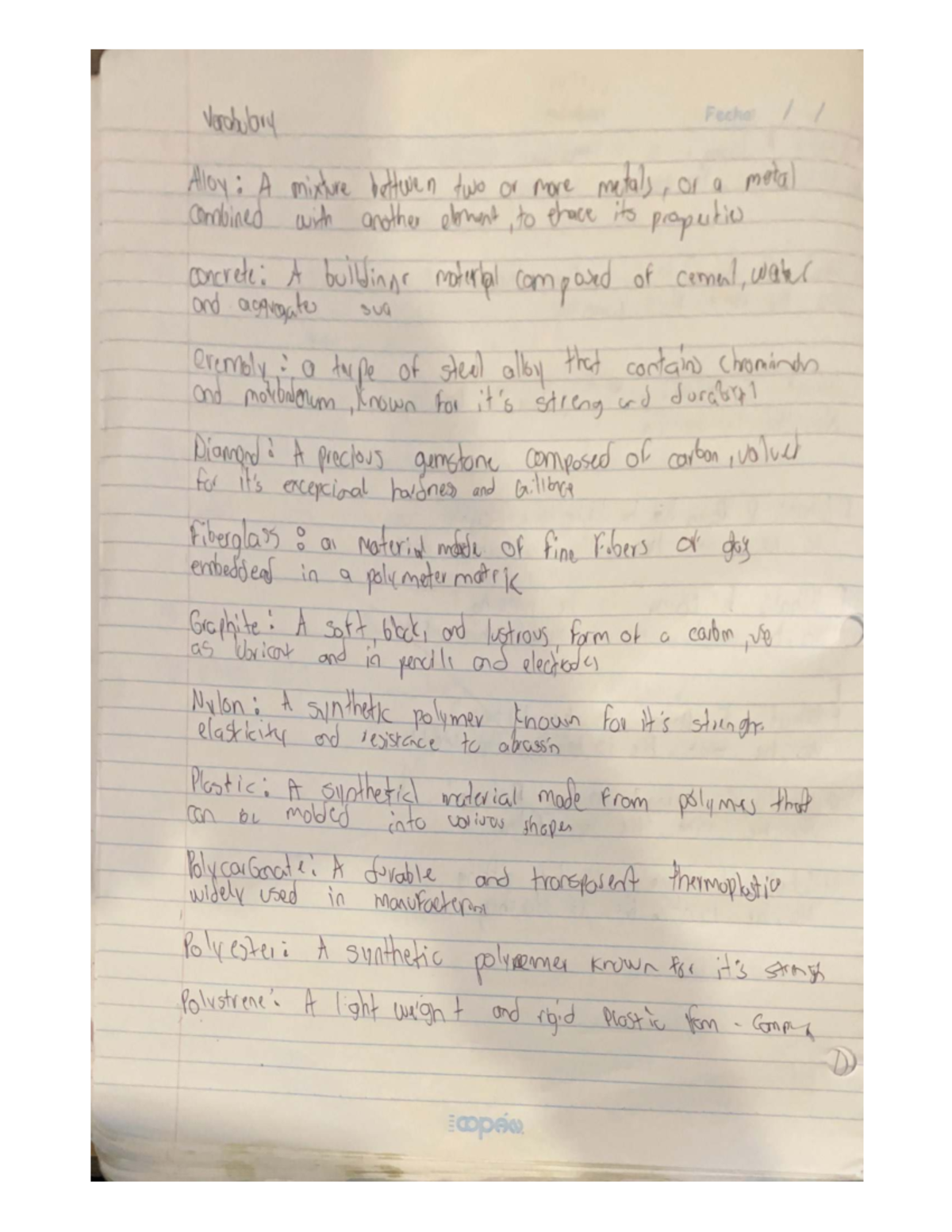 English Vocabulary - Key Terms in Materials Science - Studocu