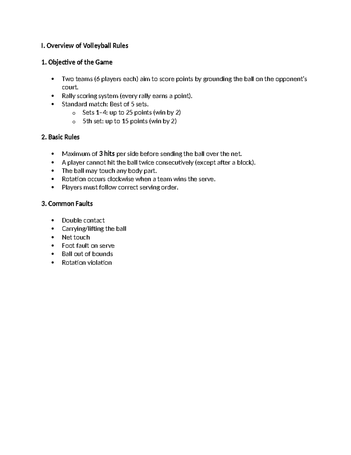 Volleyball Rules Overview: Key Objectives and Basic Regulations - Studocu