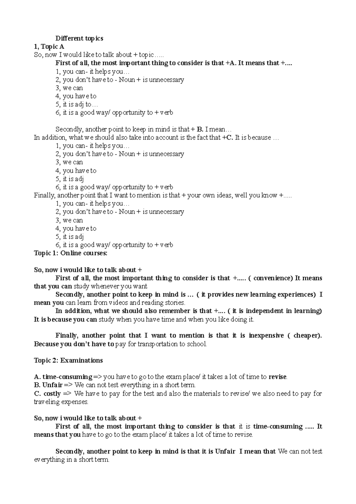 Part3 - Part 3 - Different topics 1, Topic A So, now I would like to ...