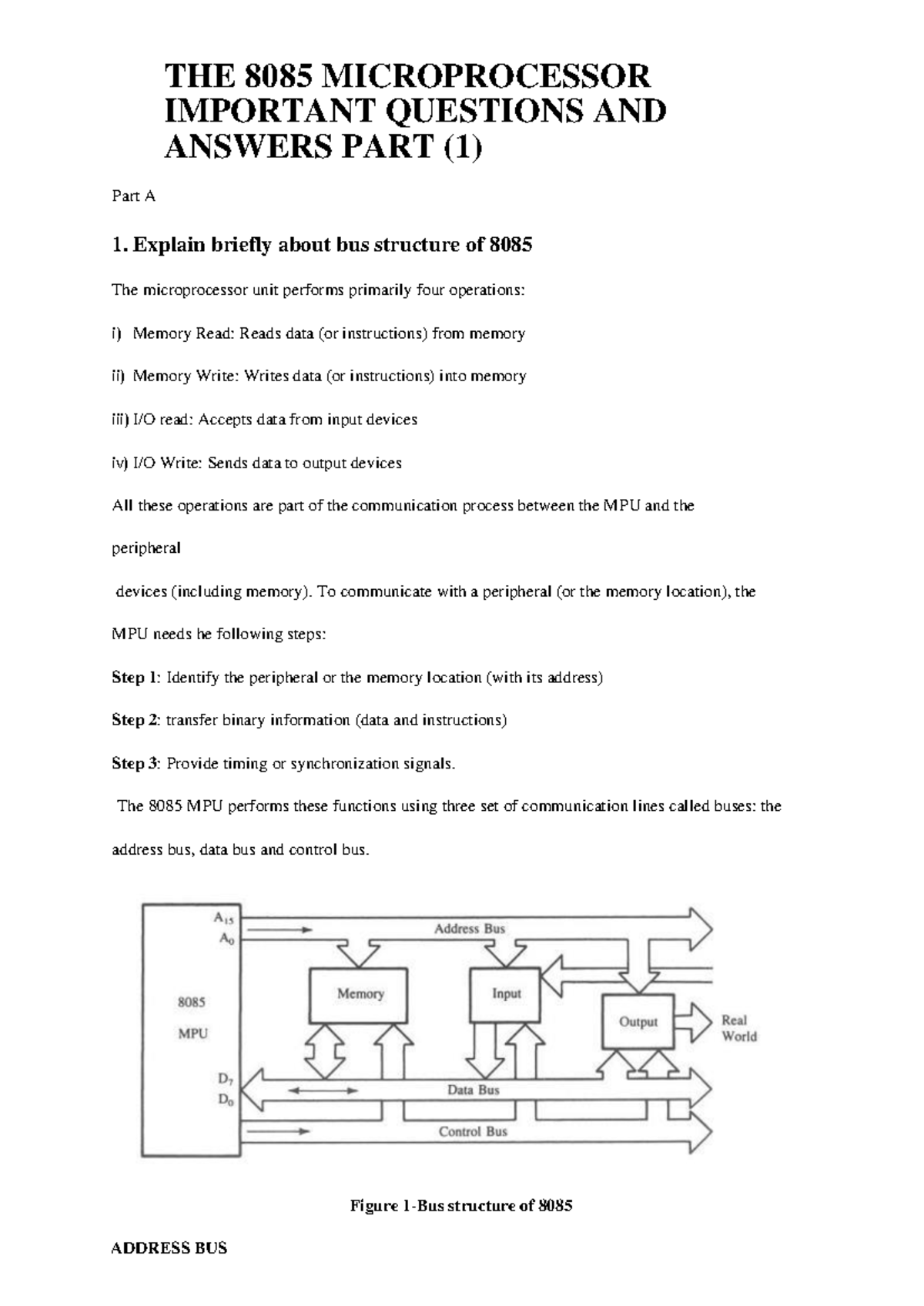 8085 Microprocessor Important Q&A – Solved Questions PART 1 - Studocu