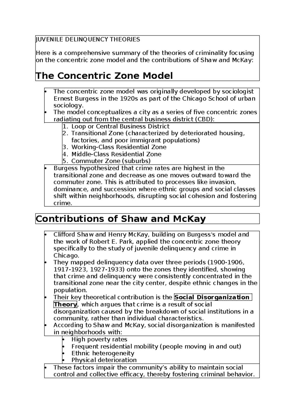 Understanding the Concentric Zone Model: Urban Crime Theories - Studocu