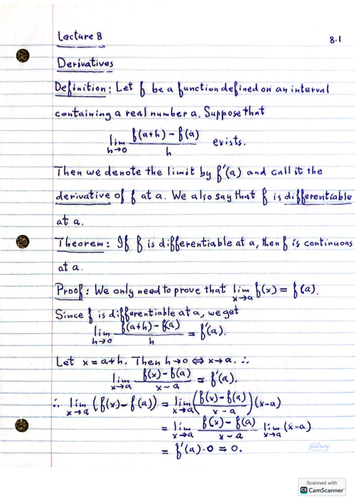 Lecture 8: Definition of Derivatives in Calculus (EE) - Studocu