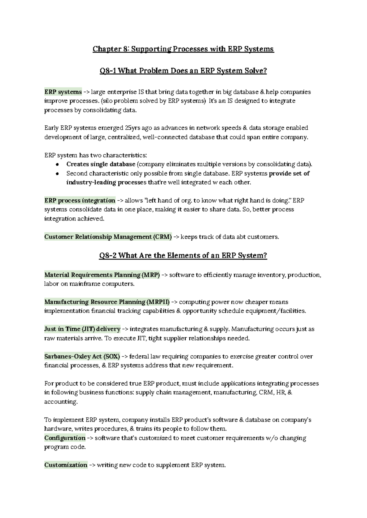 Chapter 8: Implementing ERP Systems - Challenges and Benefits (Course ...