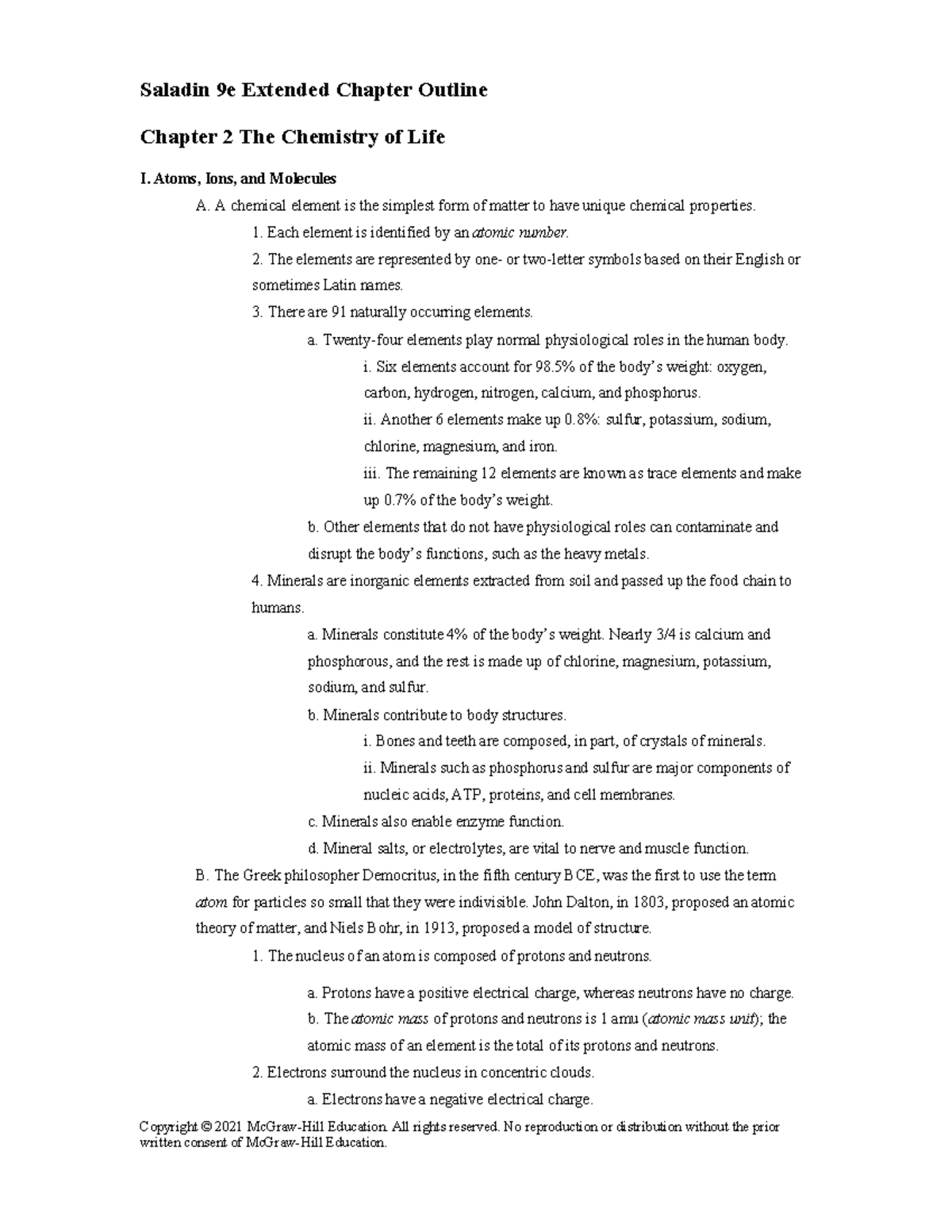 Saladin AP 8e Chp02 Ext Outline Updated - Saladin 9e Extended Chapter Outline Chapter 2 The ...