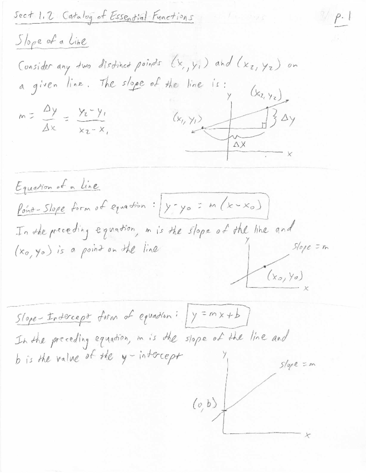 Math 101: Sect 1.2 - Essential Functions & Transformations Summary ...