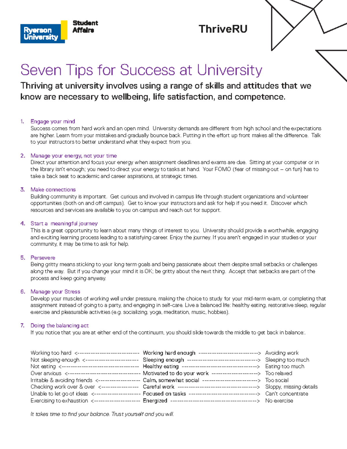ThriveRU: 7 Essential Tips for University Success - Studocu