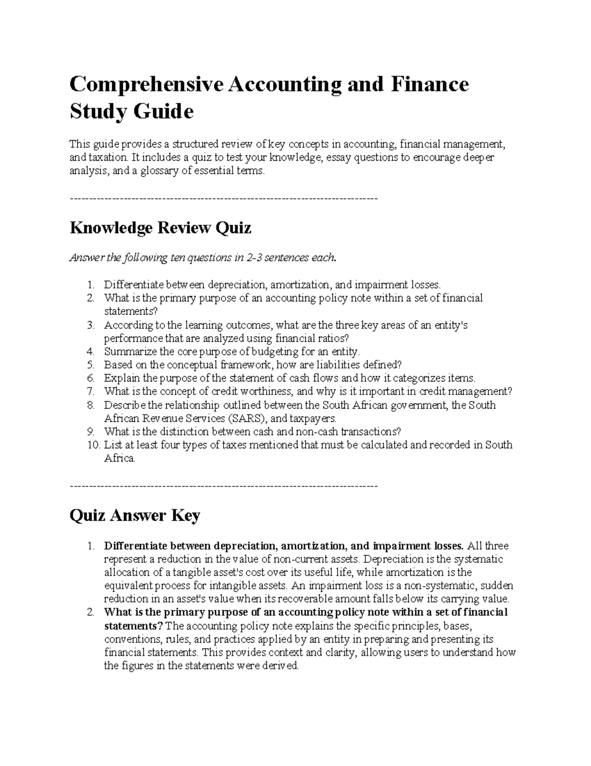 FRK 122 Comprehensive Accounting & Finance Study Guide - Studocu