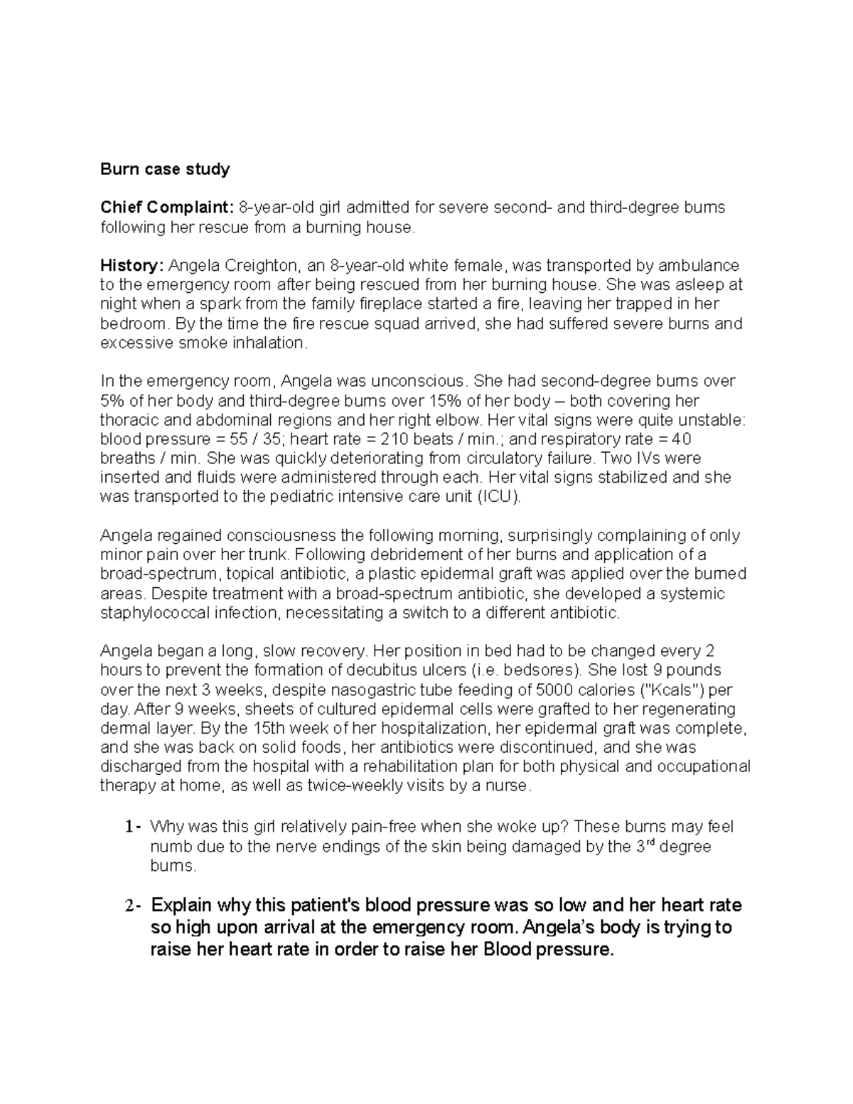 Burn Case Study 1: Pediatric Patient with Severe Burns and Recovery ...
