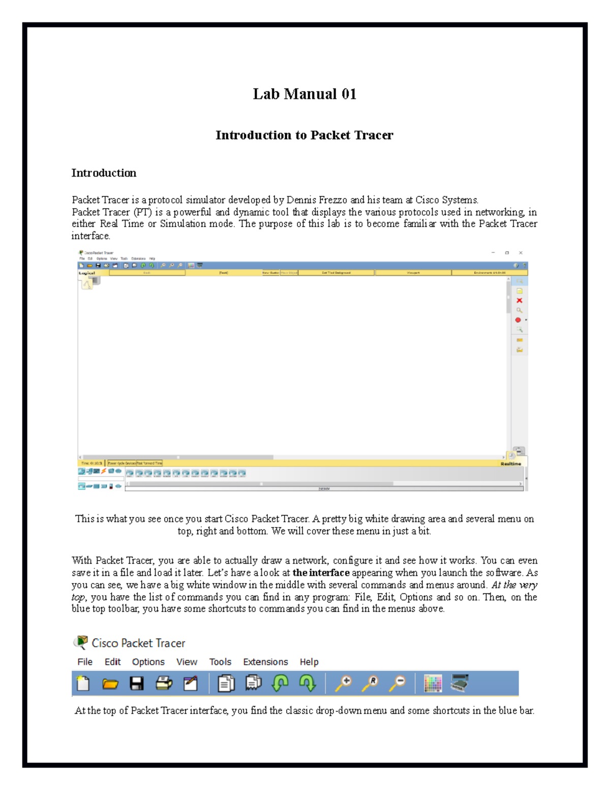 Lab Manual 01: Understanding Cisco Packet Tracer Interface and Usage ...