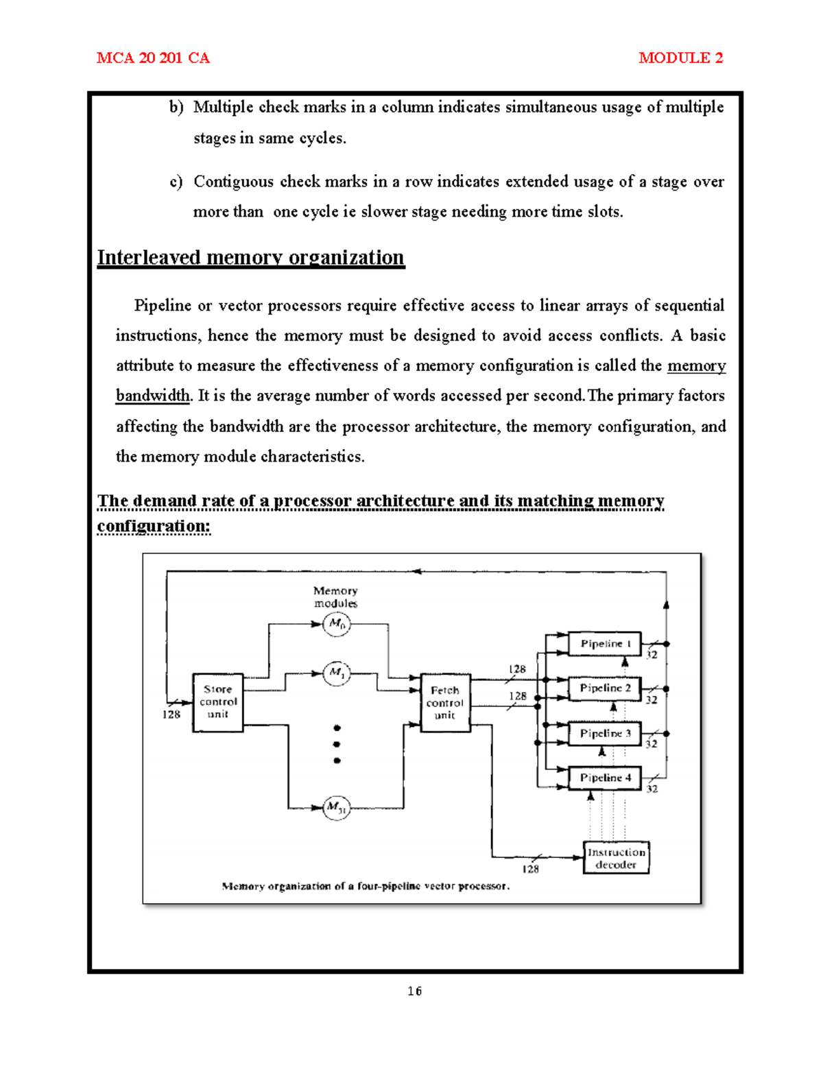 MCA 20 201 CA MODULE 2: Interleaved Memory Organization Insights - Studocu