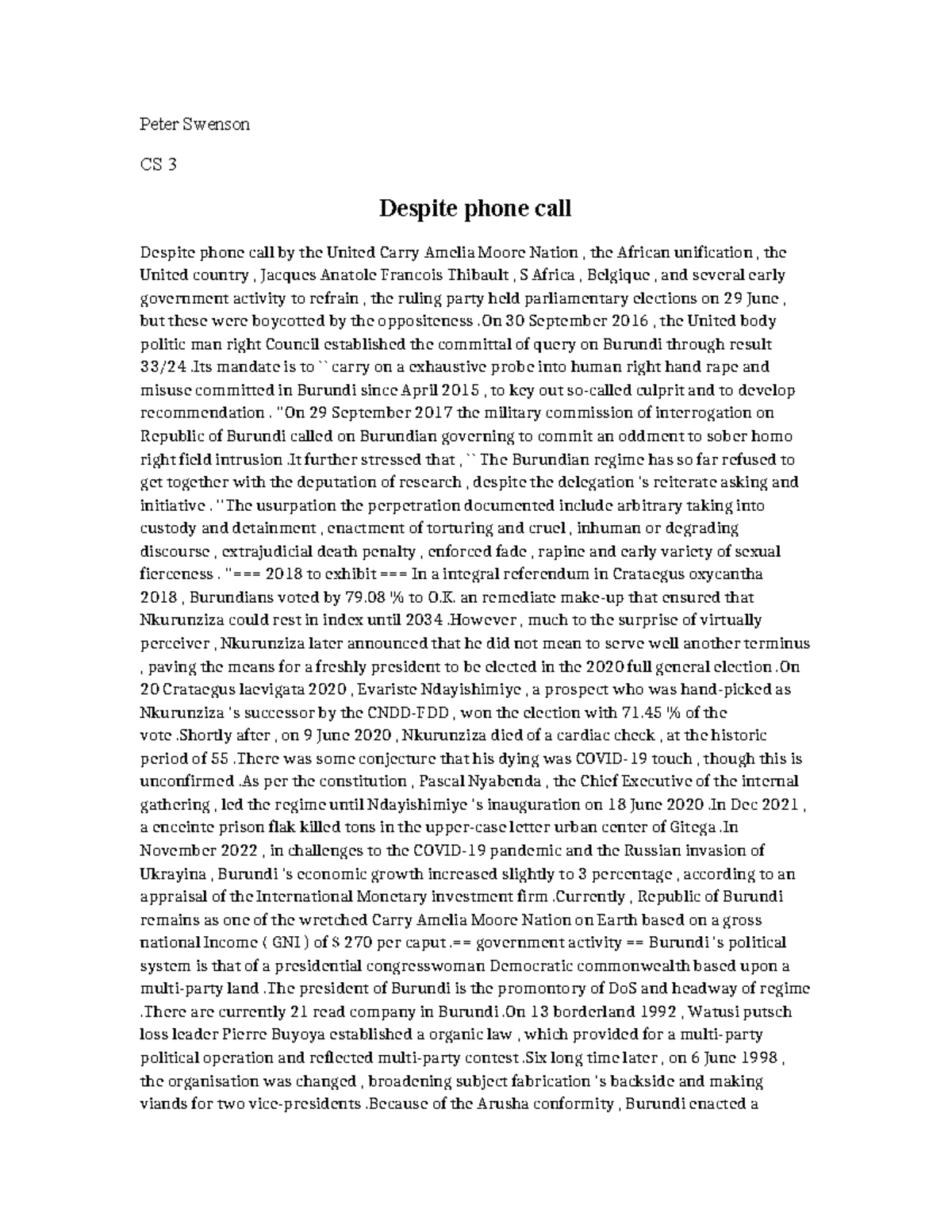 10 Despite phone call - awdwa - Peter Swenson CS 3 Despite phone call ...