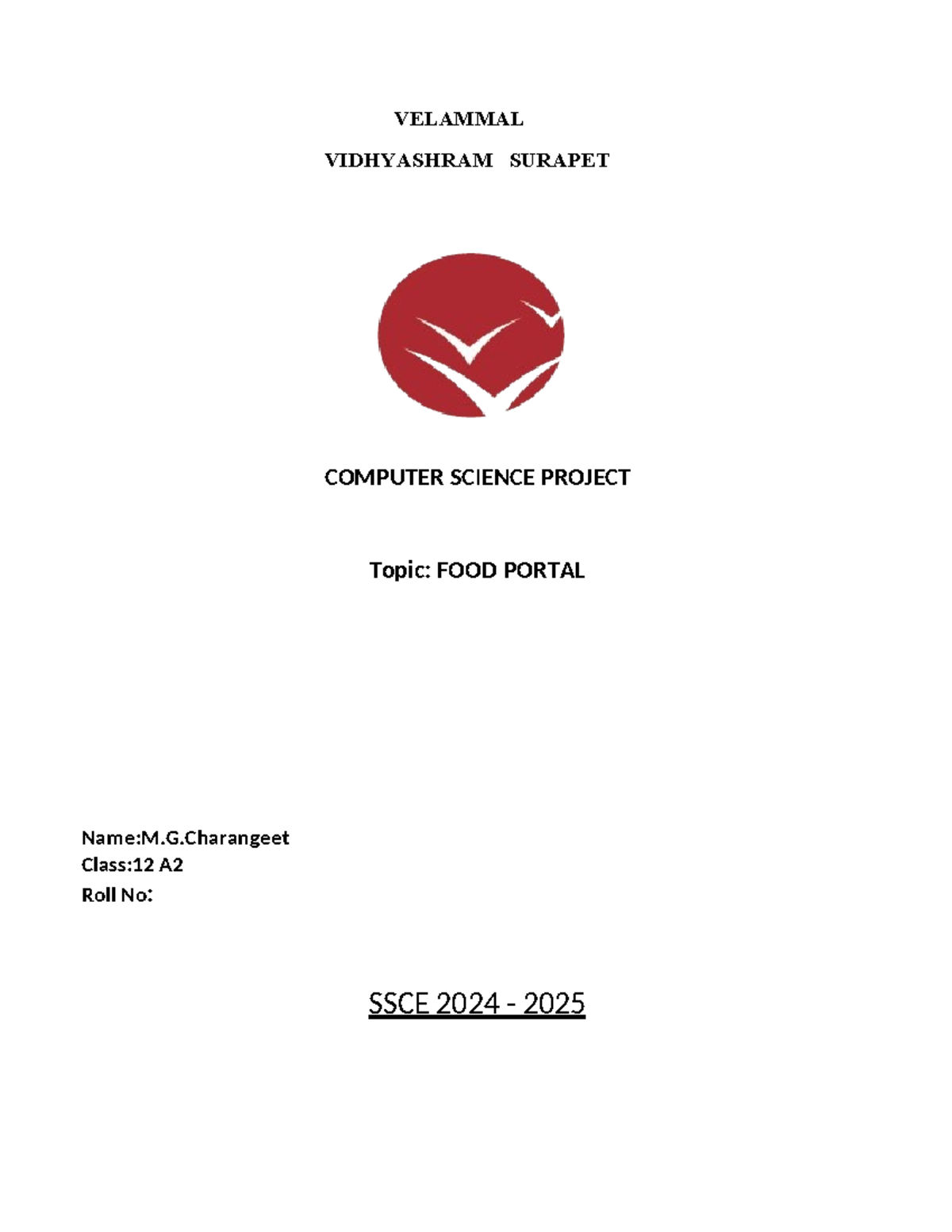 CS Project - Food Portal System Development (Class 12) - Studocu