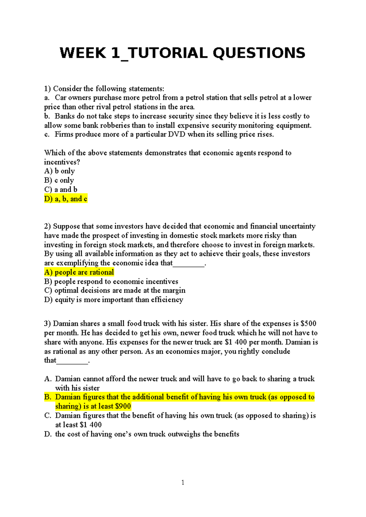 Week 1 Tutorial Questions-1 - WEEK 1_TUTORIAL QUESTIONS 1) Consider the ...