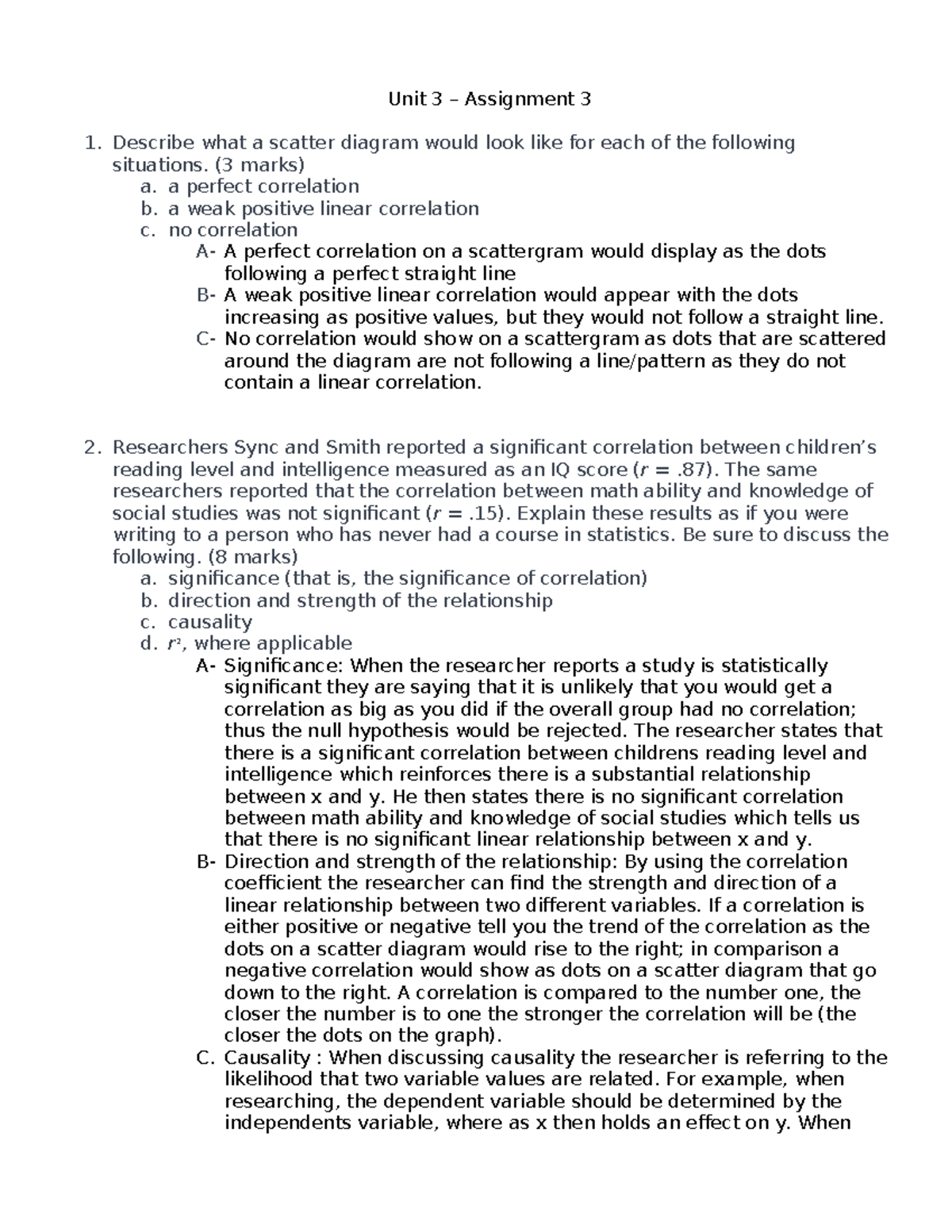 SOCI301 Assignment 3: Understanding Scatter Diagrams and Correlation ...