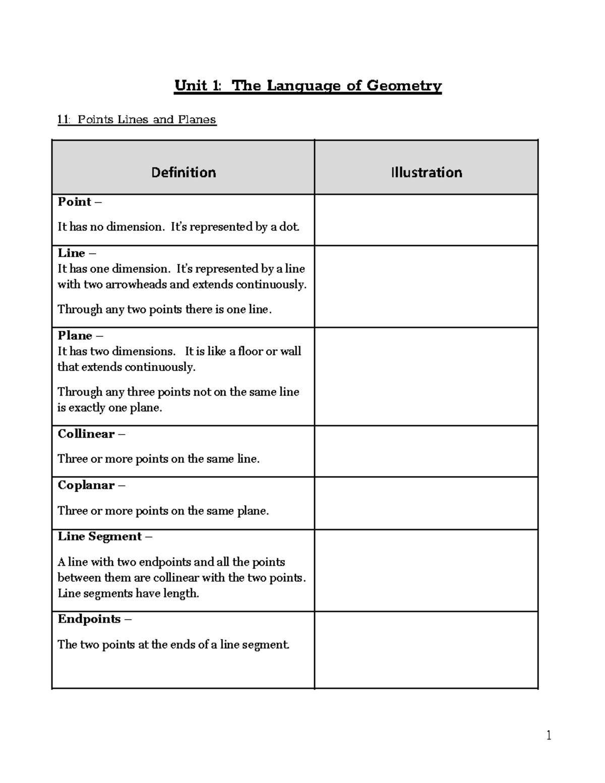 Geometry Unit 1 Notes: Points, Lines, Angles & Polygons - Studocu