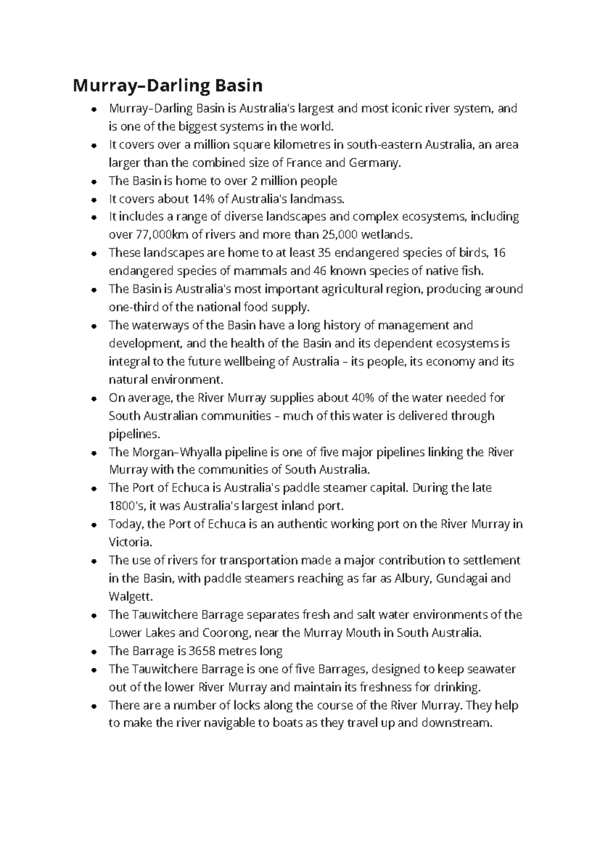 Murray-Darling Basin Overview: Ecosystems, Agriculture & Water ...