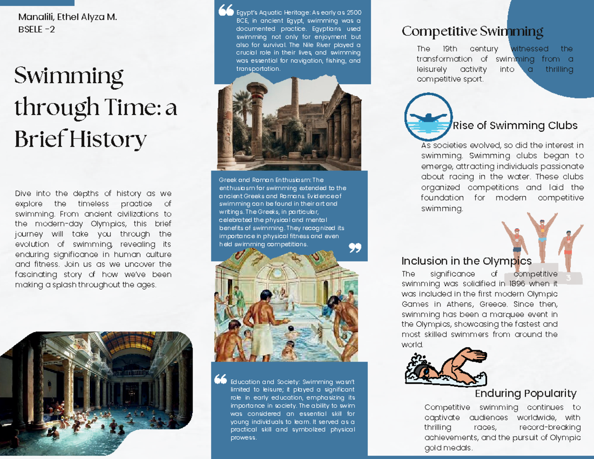 BSELE - A Brief History of Swimming: From Ancient to Modern Times - Studocu