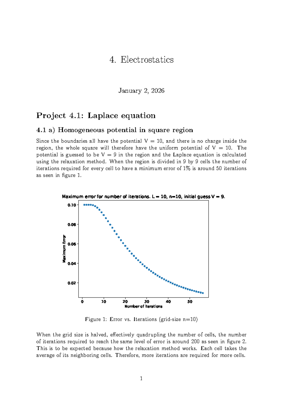 Electrostatics Project: Laplace Equation Analysis and Relaxation Method ...