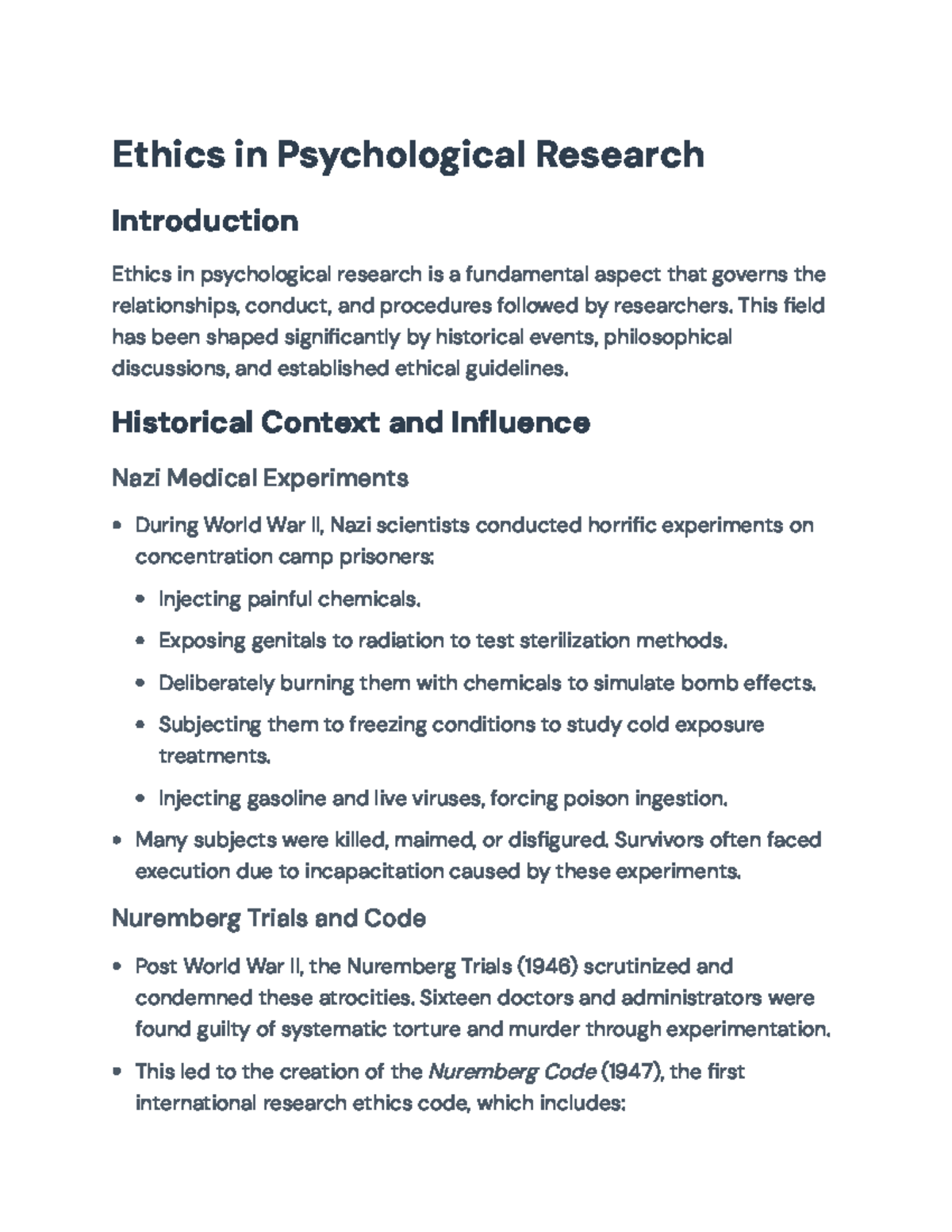 Ethics in Psychological Research: Historical Context and Guidelines ...
