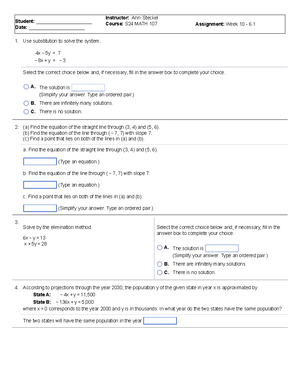 [Solved] write an augmented matrix for the following system of equations - Finite Mathematics ...