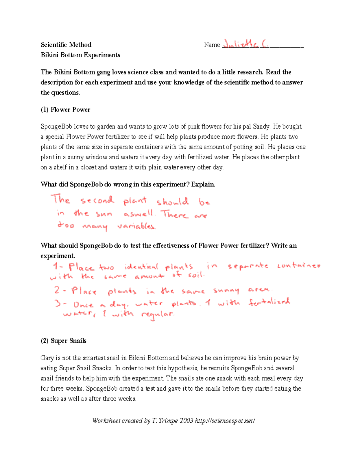 Scientific Method Experiments - SpongeBob Lab Activities - Studocu