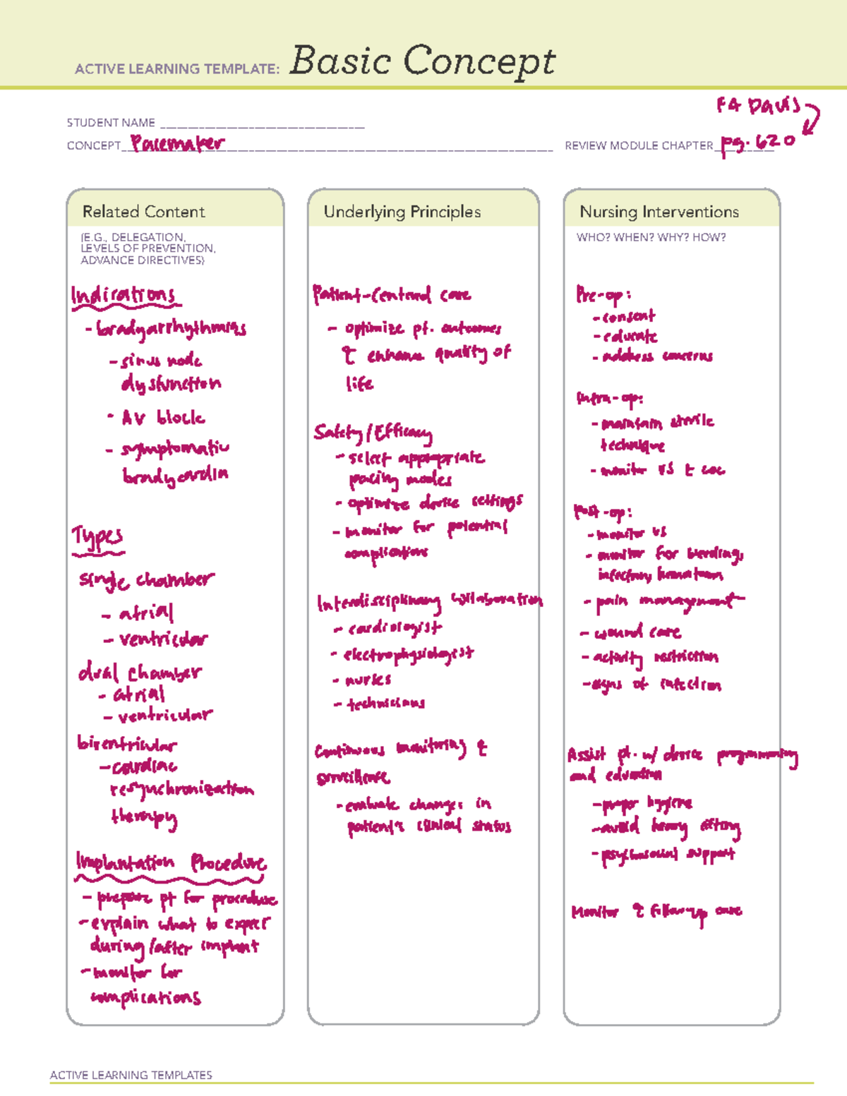 Basic Concept - Pacemaker - NUR 445 - ACTIVE LEARNING TEMPLATES Basic ...