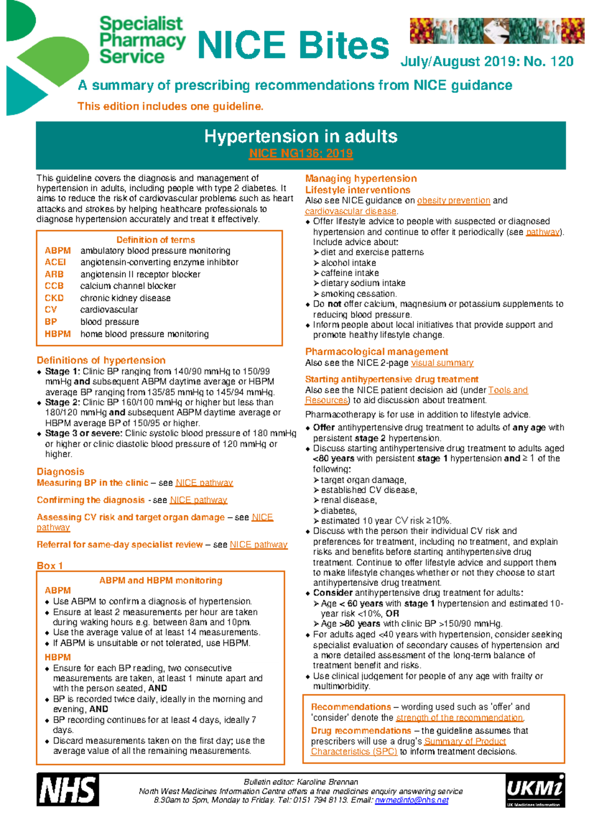 NICE Bites NG136: Hypertension Management Guidelines (July-Aug 2019 ...
