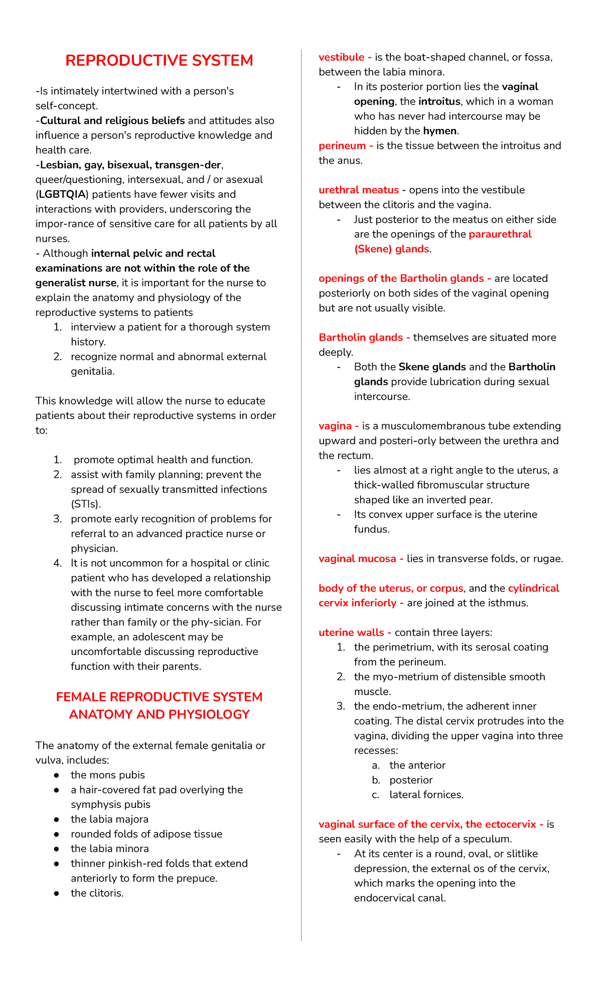 Reproductive System Health Assessment Lecture 2 (HA 202) - Studocu