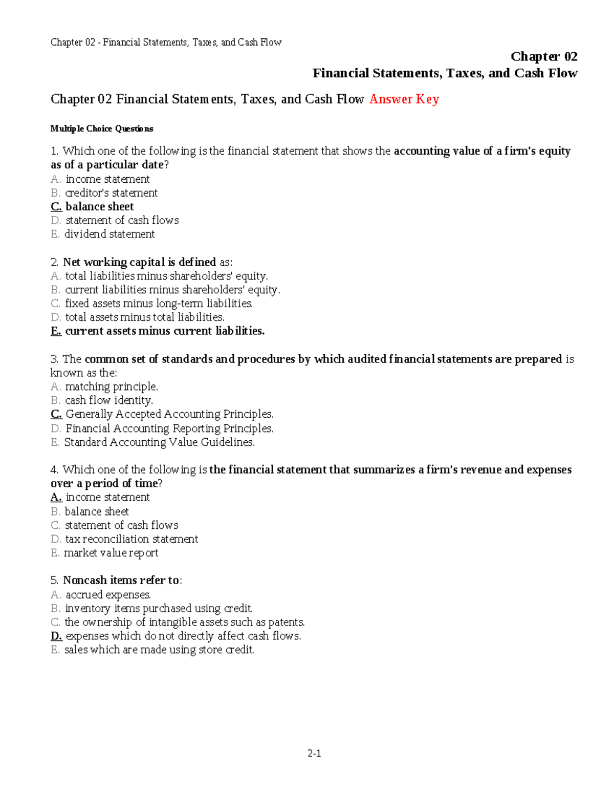 Ch. 2 Test Bank - test bank - Financial Management - ESLSCA University ...