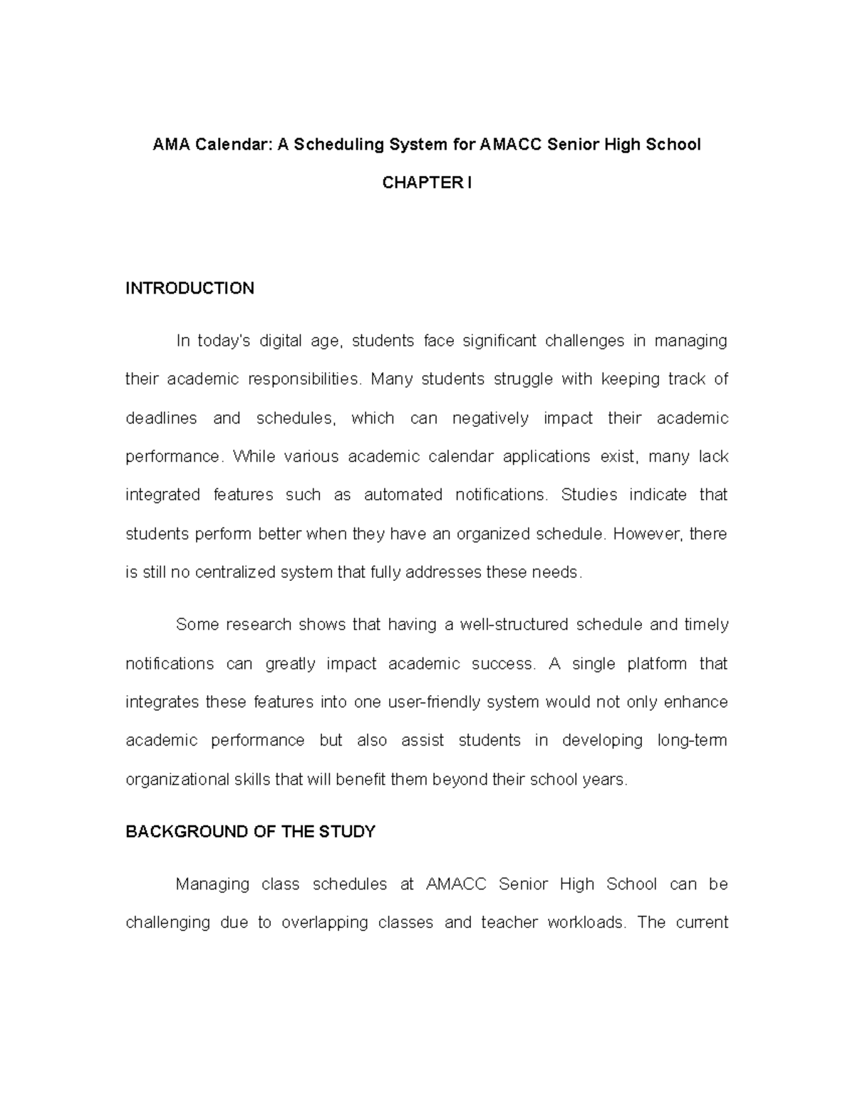 AMA Calendar: Smart Scheduling System for AMACC Senior High School ...