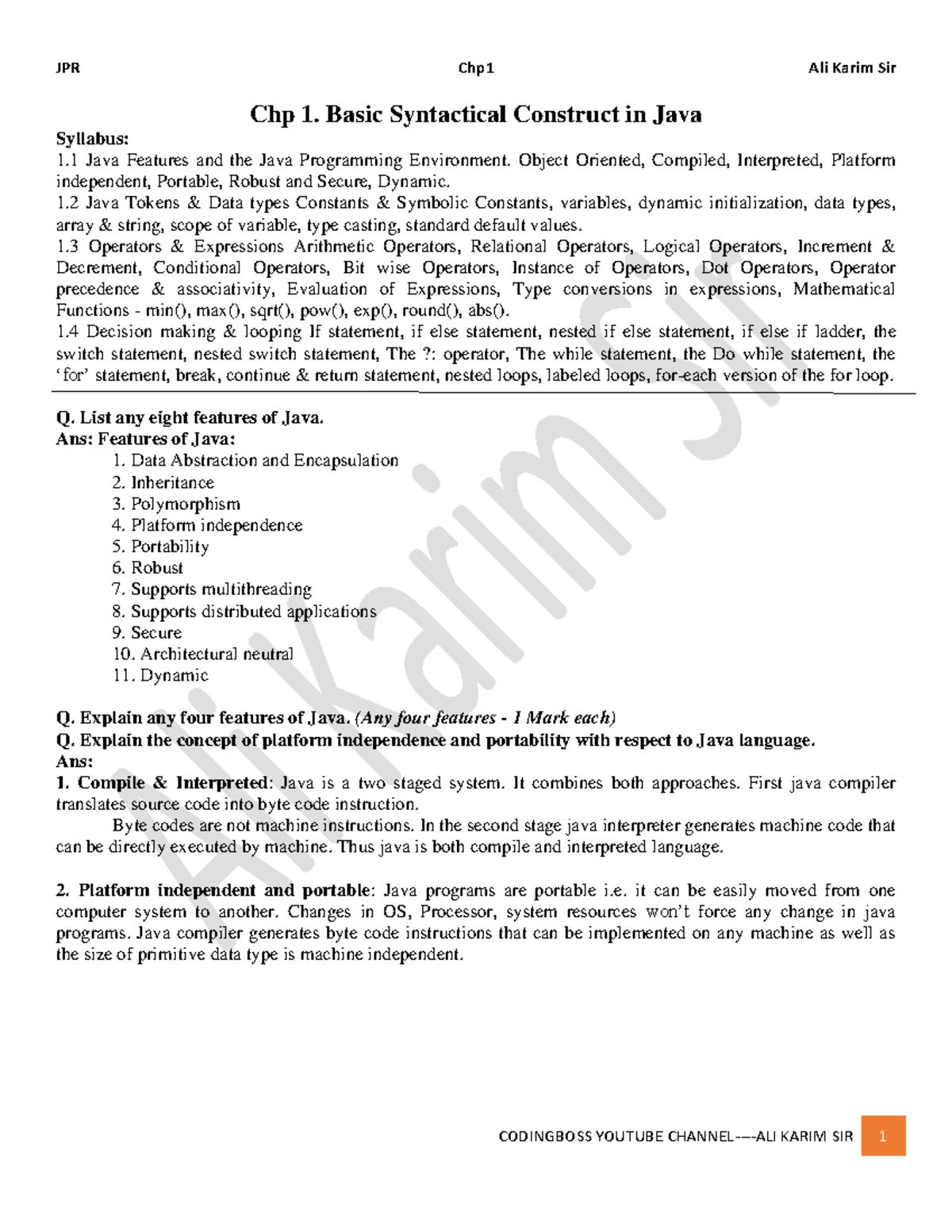 JPR CSE101 Final Exam - Java Basics and Syntax Overview - Studocu