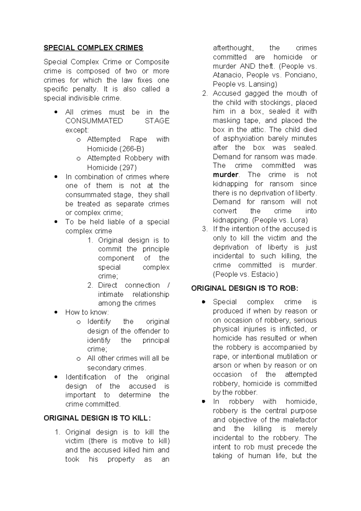 Special Complex Crimes Overview and Key Case Studies - Studocu