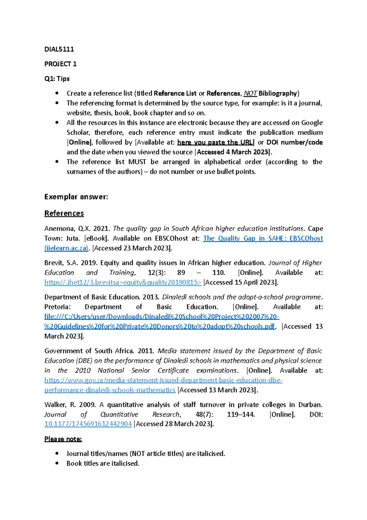 DIAL5111 MO - SUMMARISE - Digital and Academic Literacies DIAL5111/d/p ...
