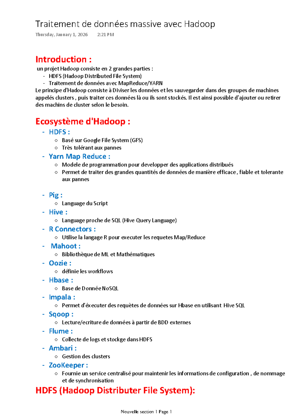 Traitement de Données Massives avec Hadoop - Cours HDFS et Écosystème ...
