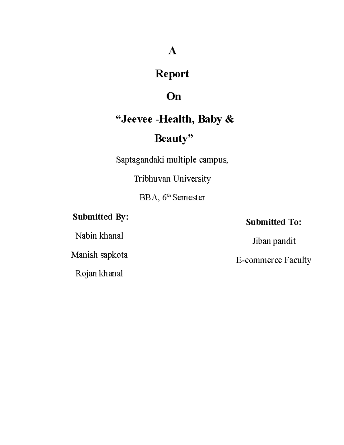 Jeevee BBA Final Report: E-commerce Insights & Strategies Analysis ...