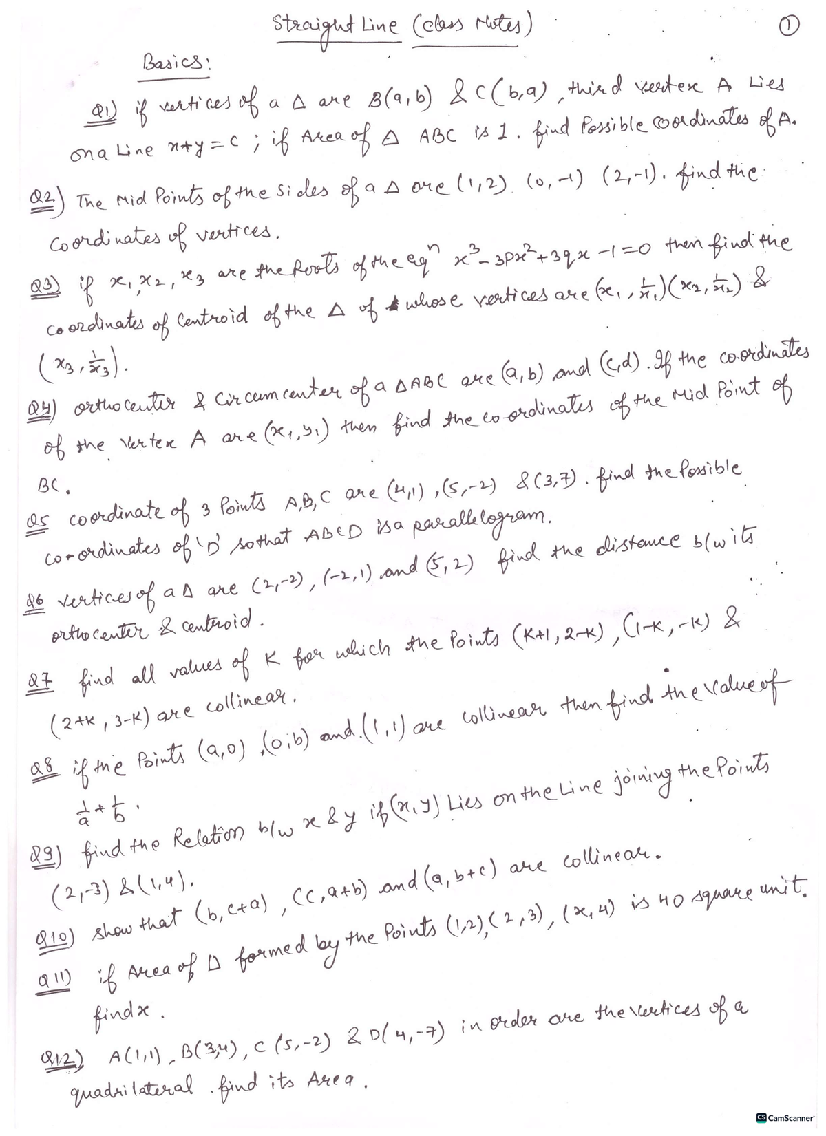 Compressed Straight Line Class Motes: Question Sheet and Solutions ...