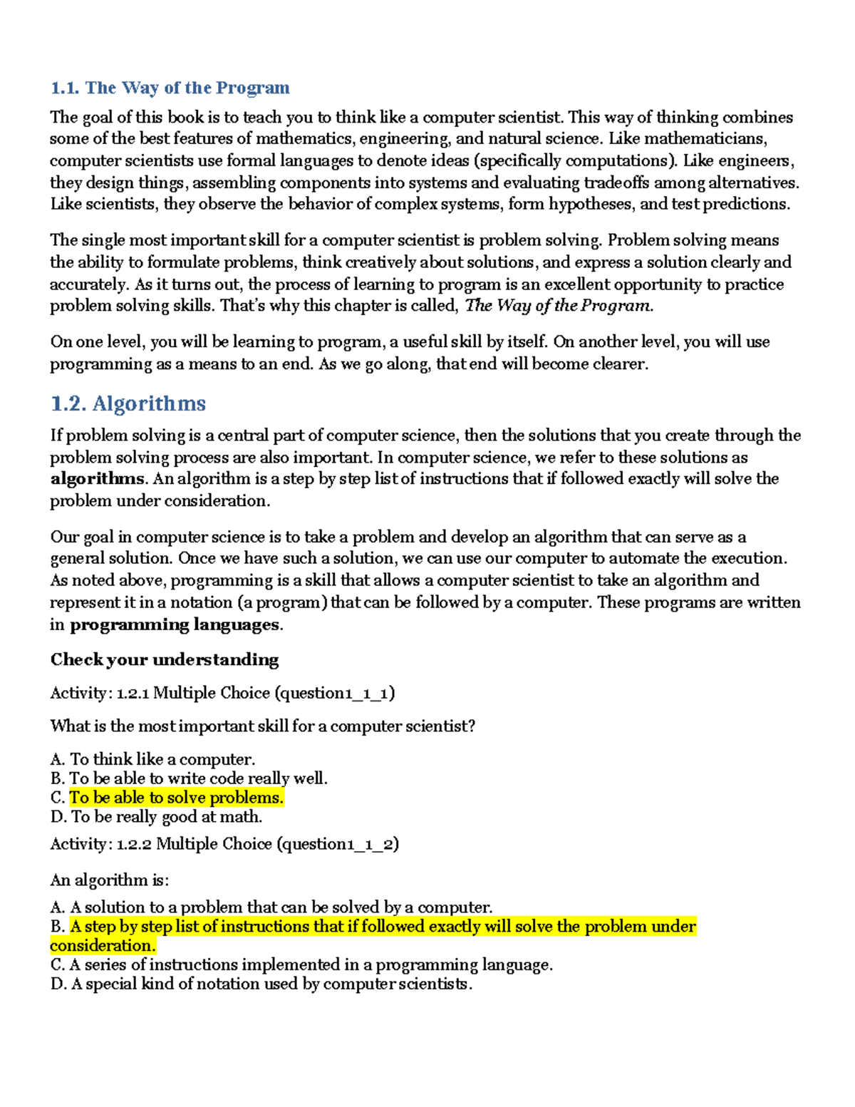 CS101: Chapter 1 - The Way of the Program and Python Basics - Studocu