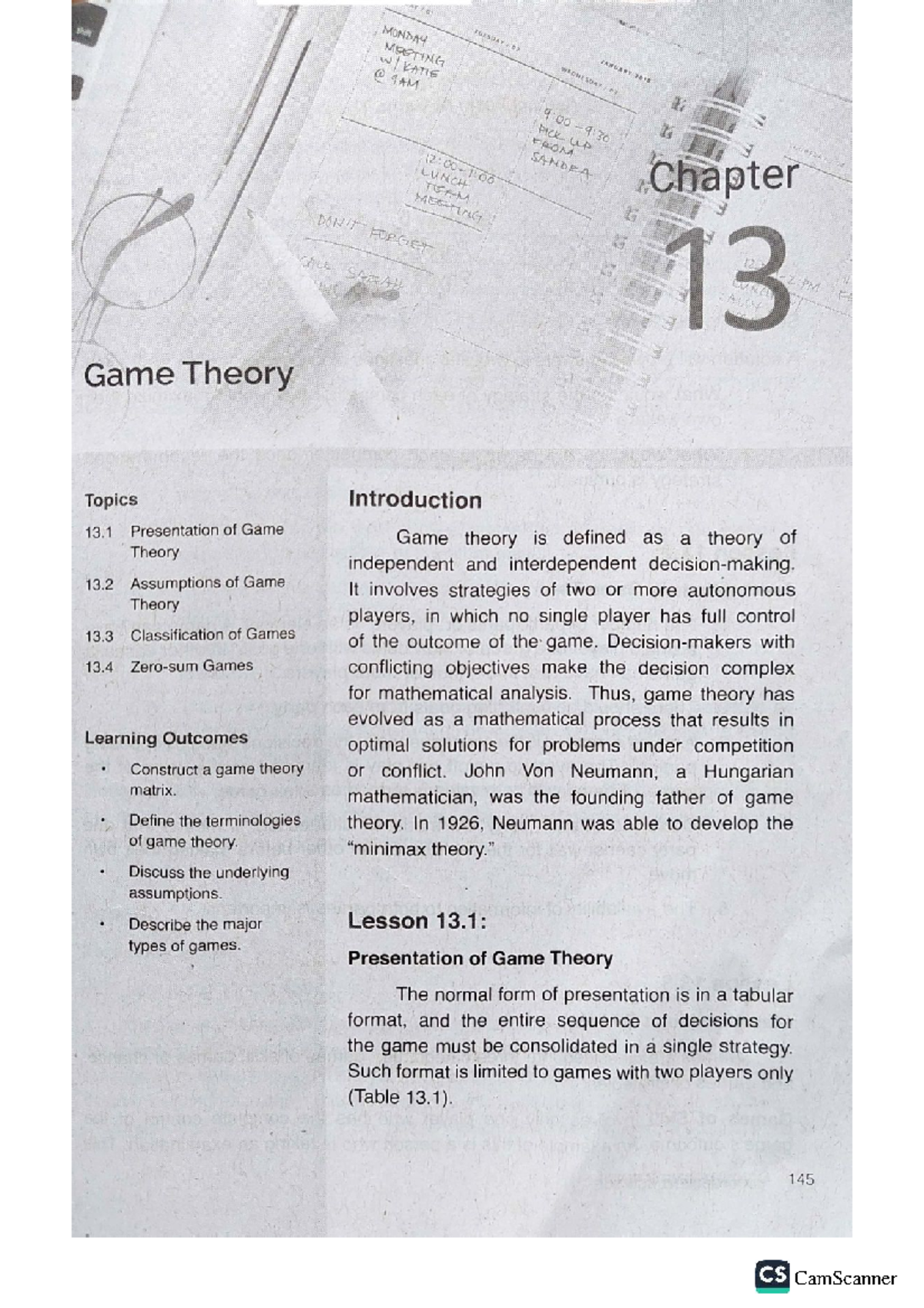 Game Theory Overview: Chapter 13 Insights (CS Module) - Studocu