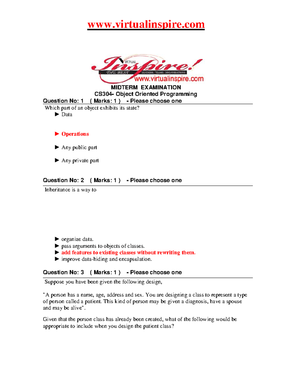 CS304-Midterm Exam Solved Paper with Key Questions and Answers - Studocu