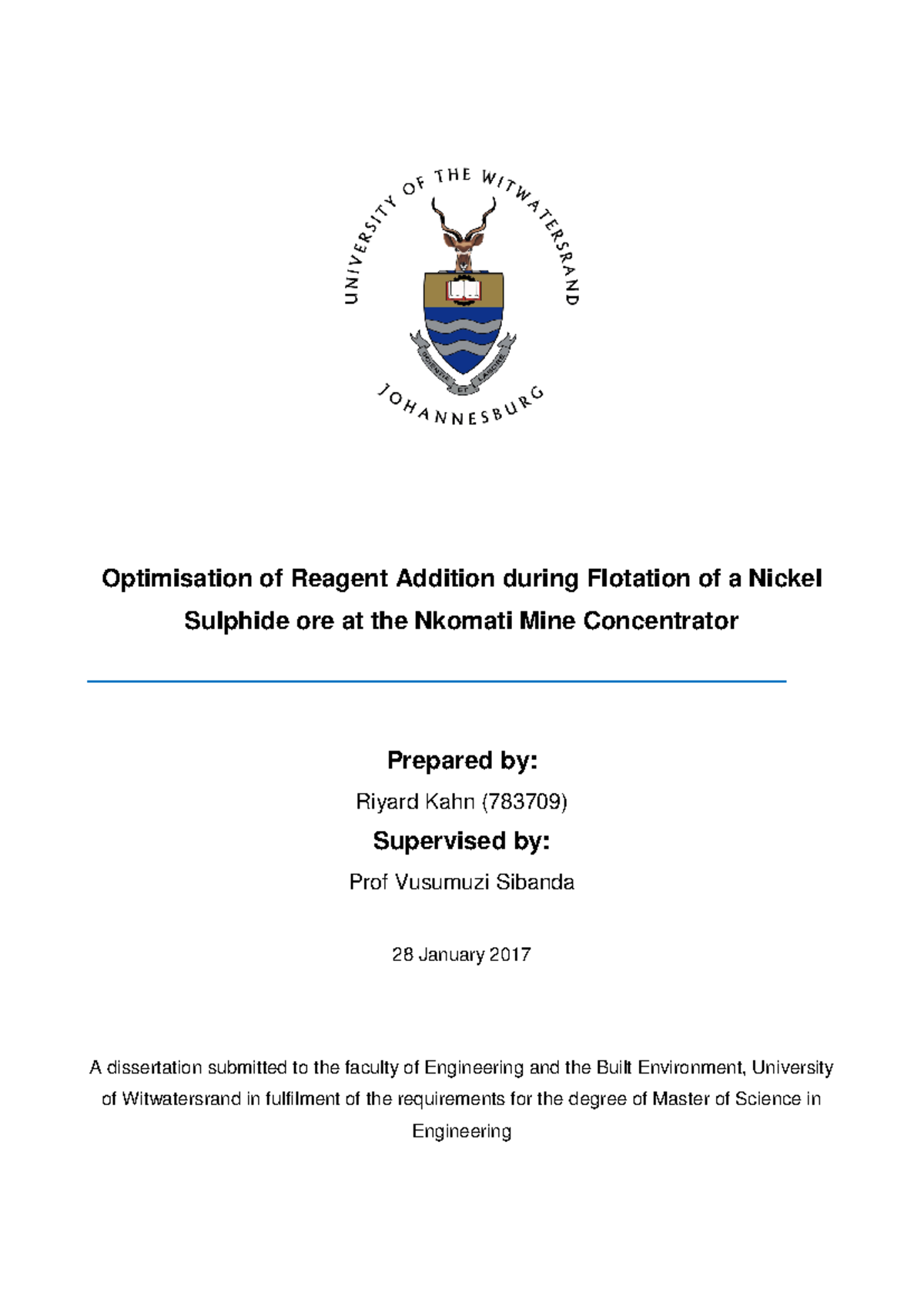 1. Optimisation of Reagent Addition During Flotation of a Nickel ...