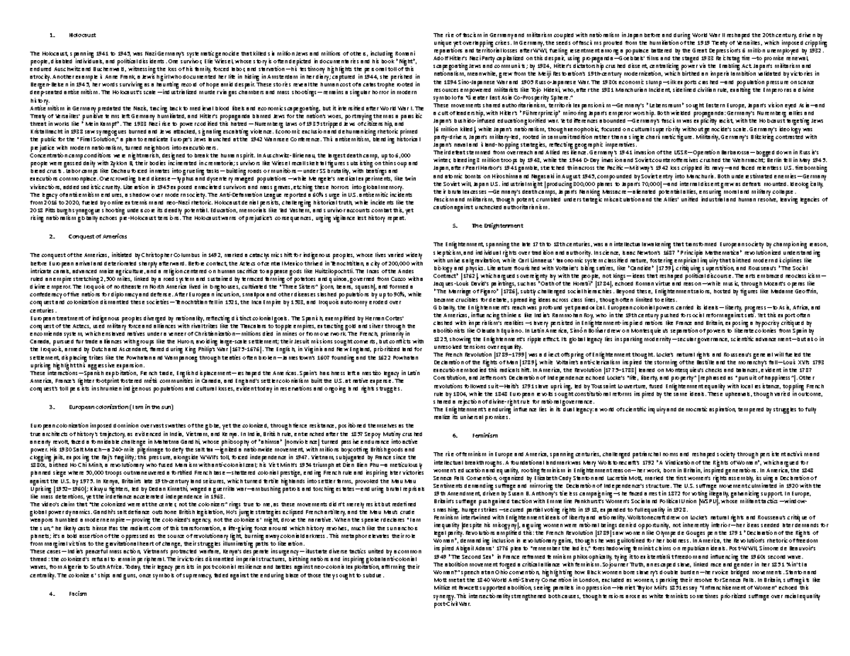 WH 101 Final Exam: The Holocaust and Its Global Impact - Studocu