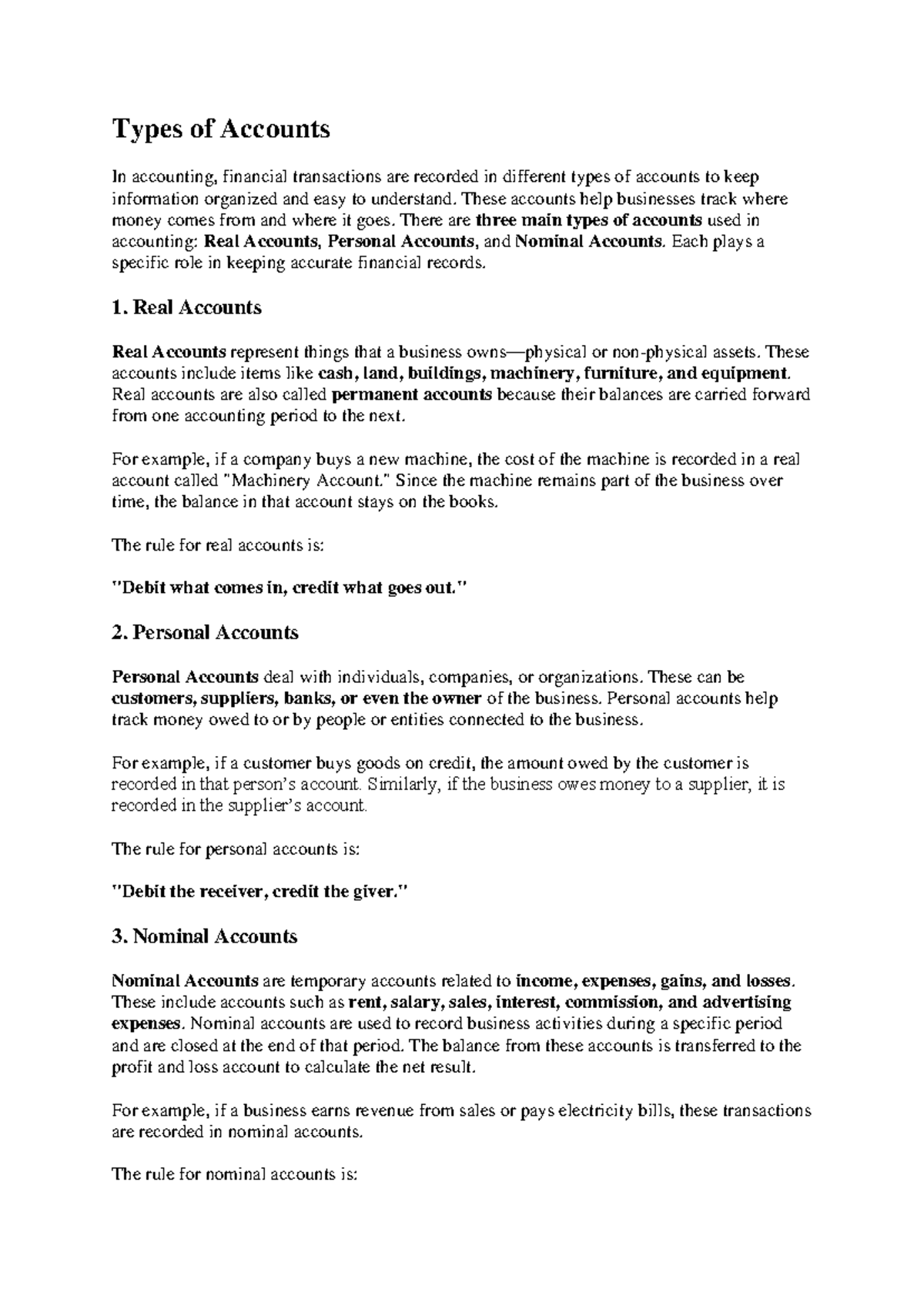 Types of Accounts in Accounting: Real, Personal, and Nominal Accounts ...