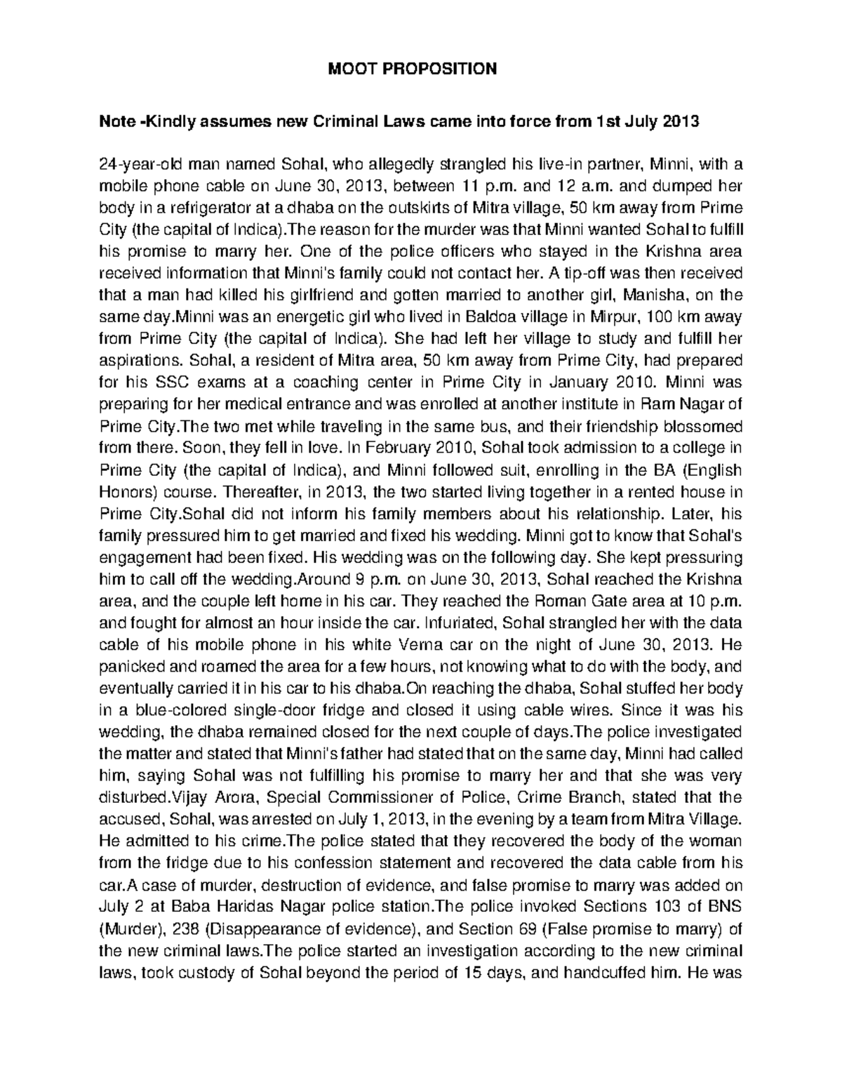 MOOT Problem Analysis: Criminal Law Case Study on Murder - SLP Issues ...