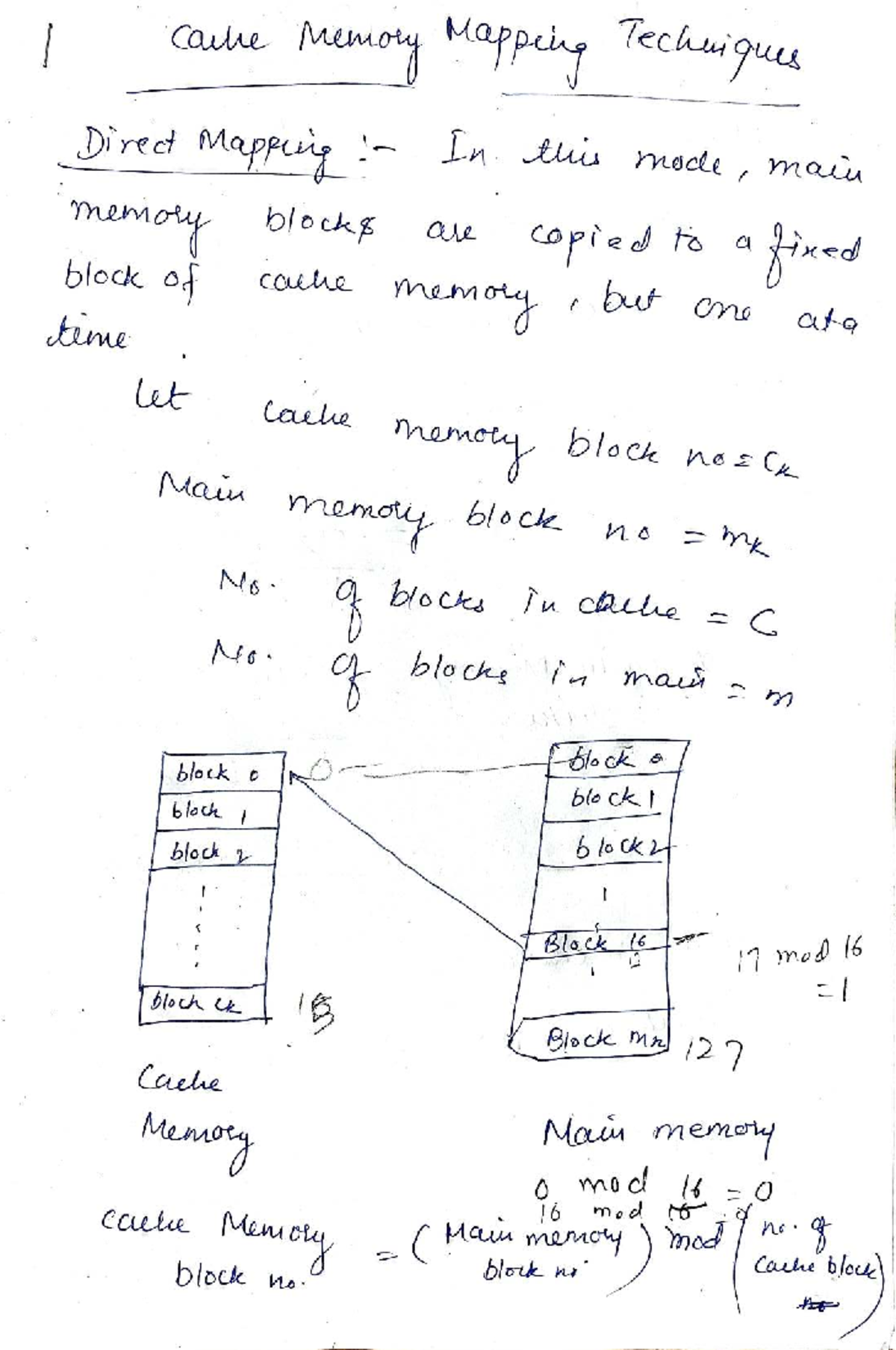 Direct Mapping Cache Memory Analysis for Computer Architecture (CSE 101 ...