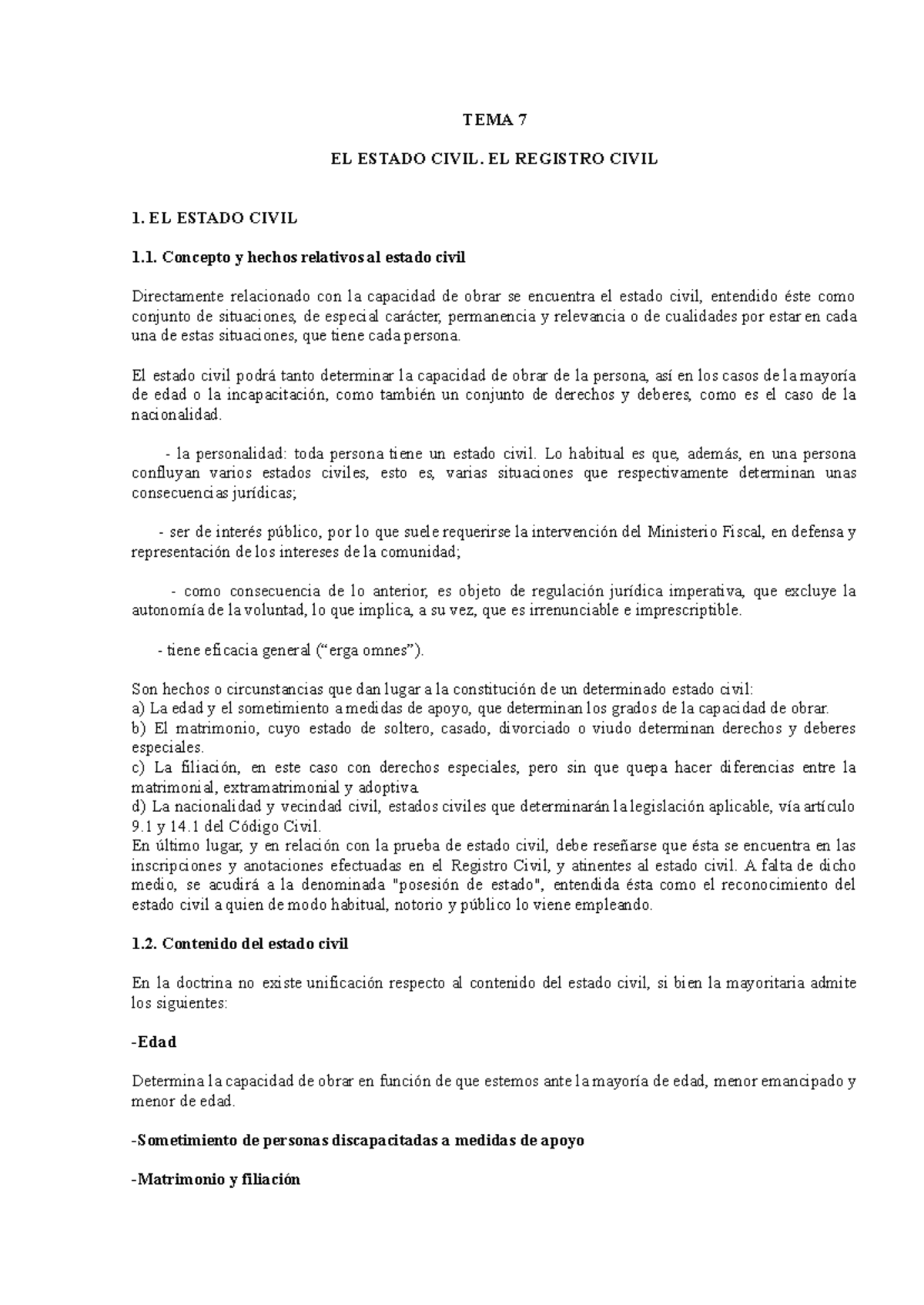 TEMA 7: EL ESTADO CIVIL Y EL REGISTRO CIVIL - Análisis y Conceptos ...