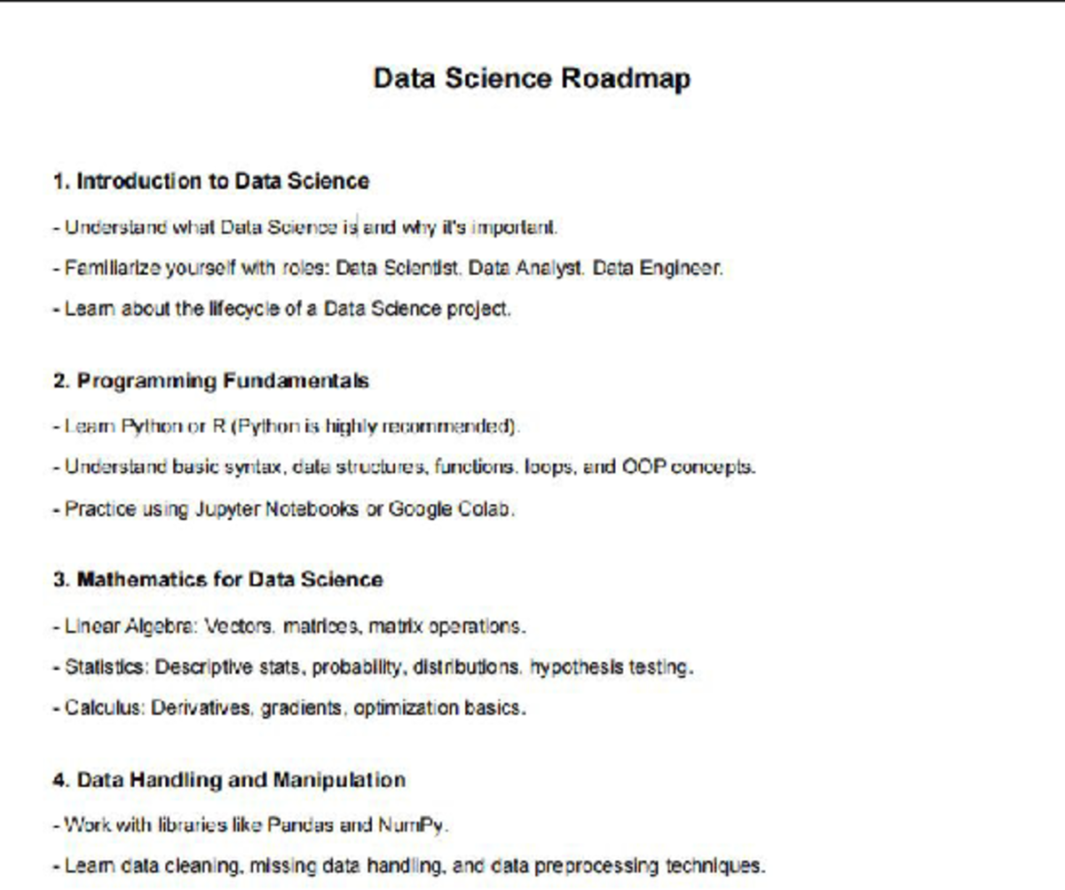 Data Science Roadmap: Key Concepts and Skills Overview - Studocu